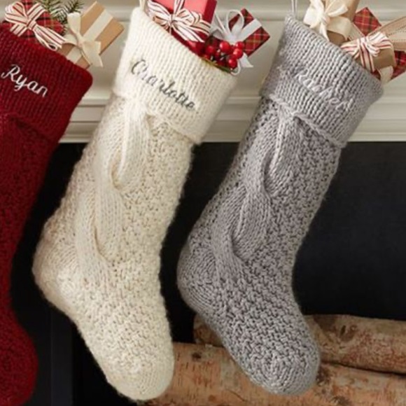 Pottery Barn | Holiday | Pottery Barn Monogram Mommy Crochet Stocking ...